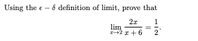 Solved Using the \\( \\epsilon-\\delta \\) definition of | Chegg.com