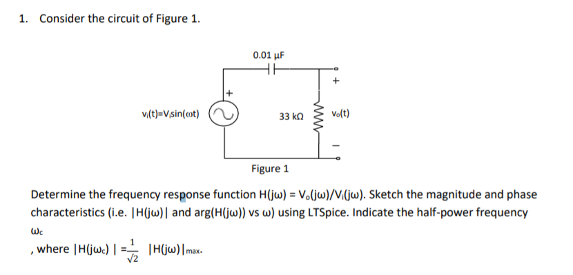 Solved 1. Consider the circuit of Figure 1 0.01 μF | Chegg.com