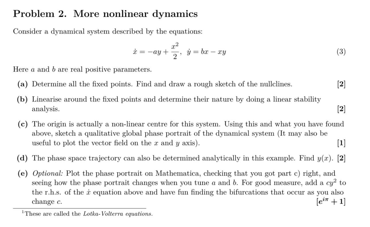 Solved Problem 2. More nonlinear dynamics Consider a | Chegg.com