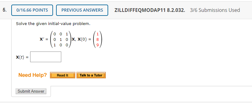 Solved 0/16.66 POINTS PREVIOUS ANSWERS ZILLDIFFEQMODAP11 | Chegg.com