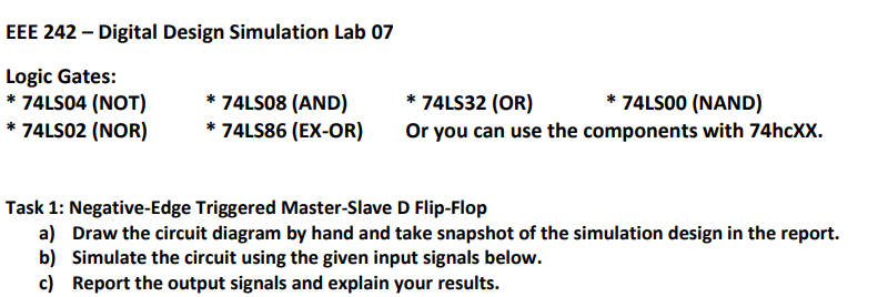 Solved EEE 242 - Digital Design Simulation Lab 07 Logic | Chegg.com