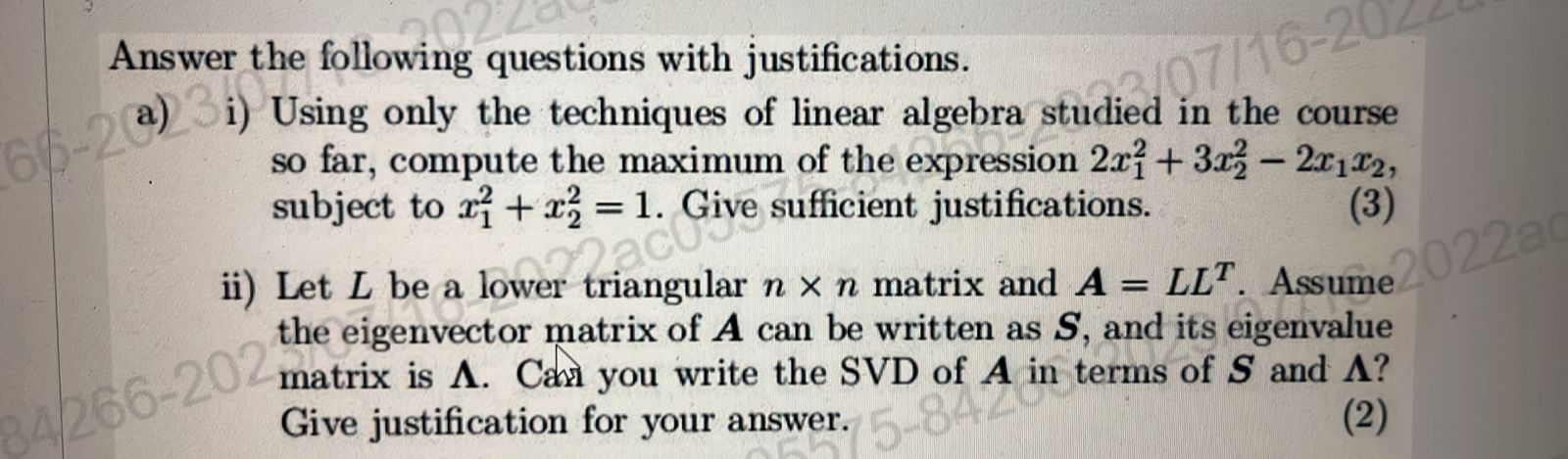 Solved Answer the following questions with justifications. | Chegg.com