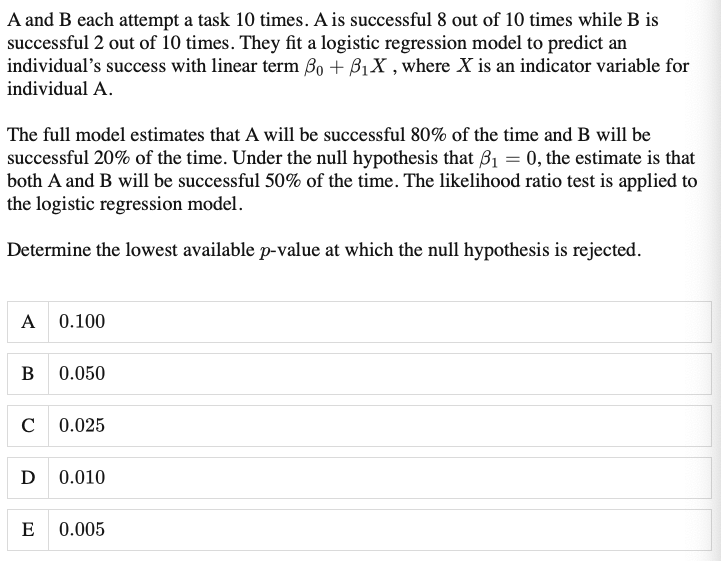 Solved A and B each attempt a task 10 times. A is successful | Chegg.com