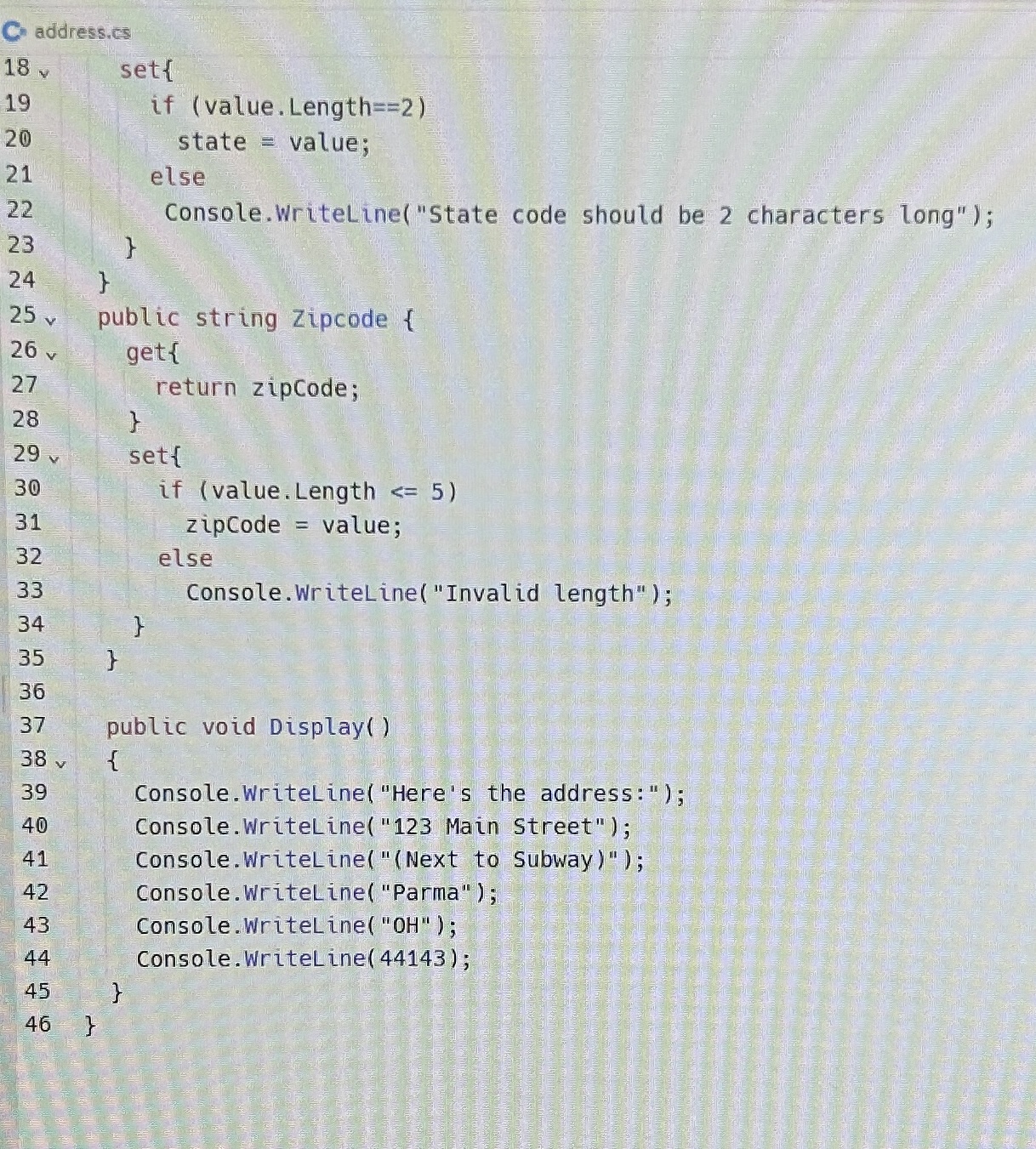Solved C# question:How do I fix my code. First three images | Chegg.com