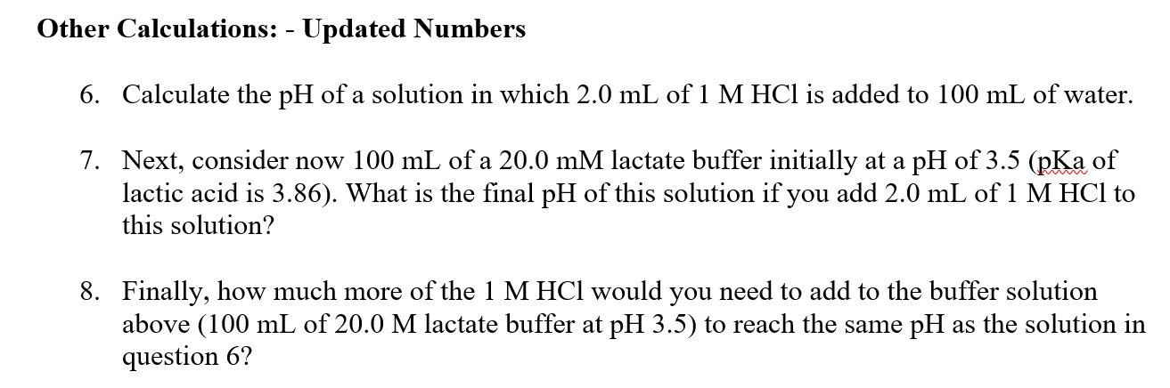 Solved Other Calculations: - Updated Numbers 6. Calculate | Chegg.com