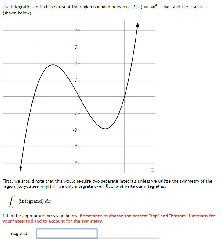 Solved Use integration to find the area of the region | Chegg.com