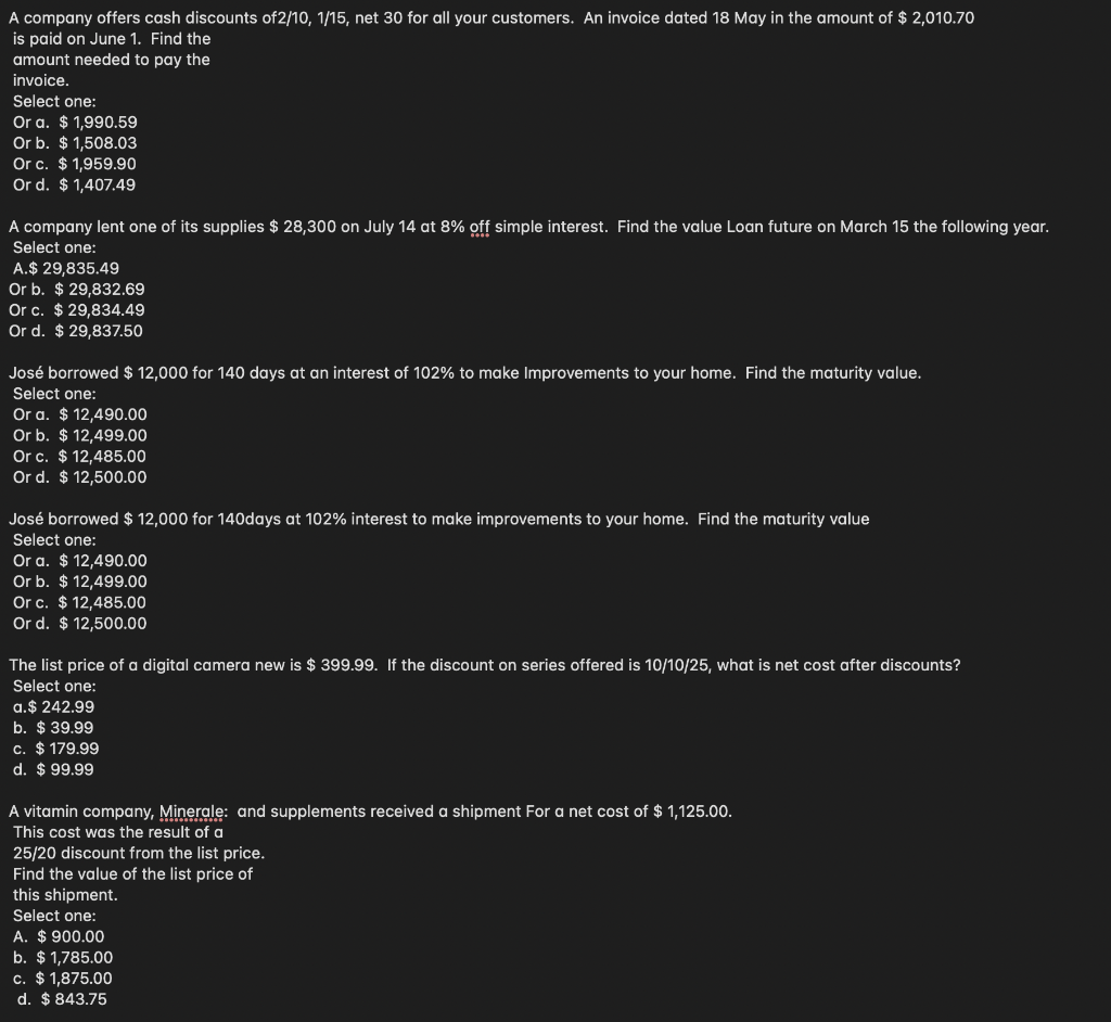 Solved A company offers cash discounts of2/10, 1/15, net 30 | Chegg.com