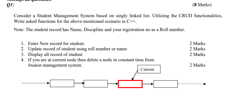 Solved 01: (8 Marks) Consider a Student Management System | Chegg.com