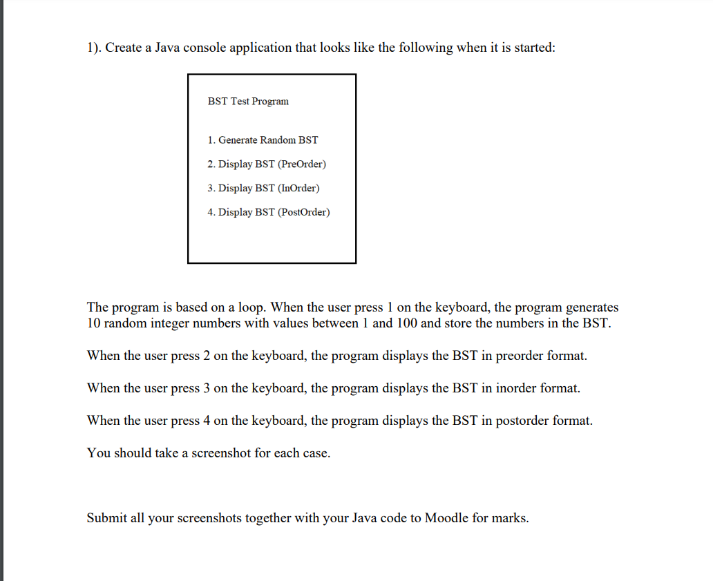 Solved 1). Create a Java console application that looks like | Chegg.com