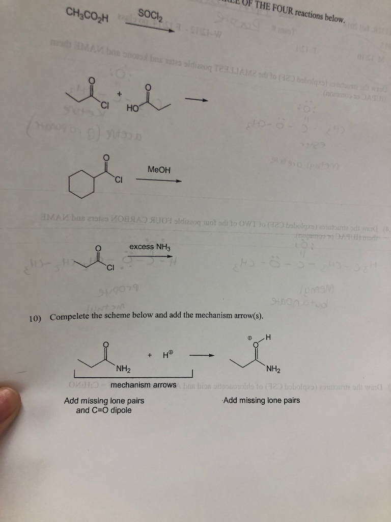 Solved LL UF THE FOUR reactions below. CH3CO2H . SOCl2 CI HO | Chegg.com