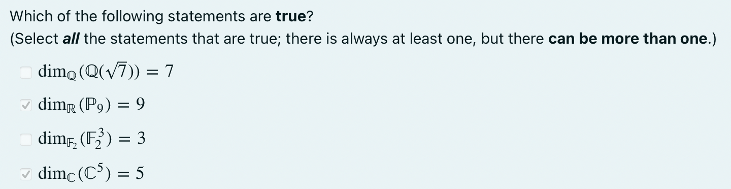 Solved Which of the following statements are true? (Select | Chegg.com