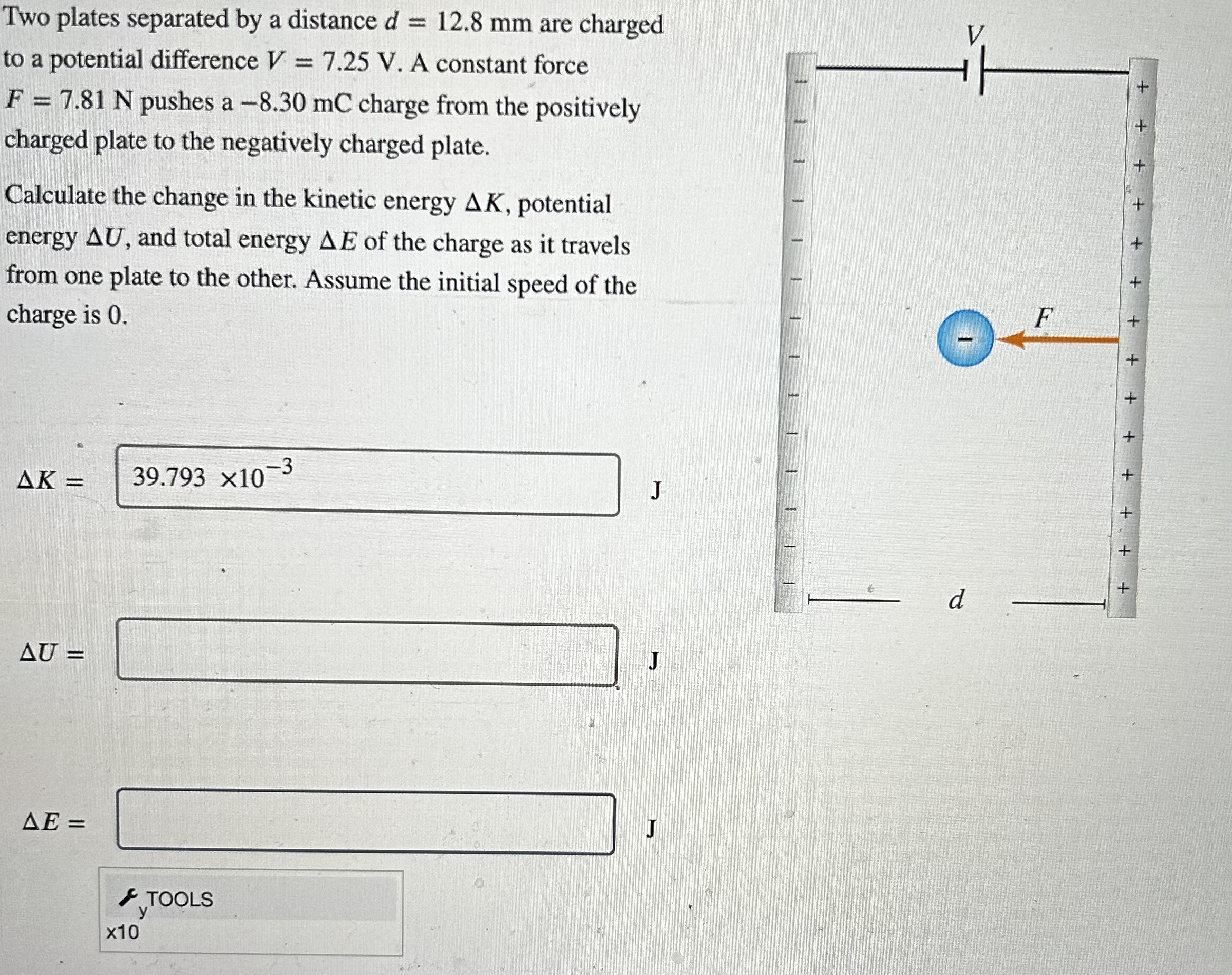 Solved Two plates separated by a distance d=12.8mm ﻿are | Chegg.com