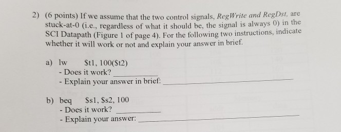 Solved 2) (0 points) If we assume that the two control | Chegg.com