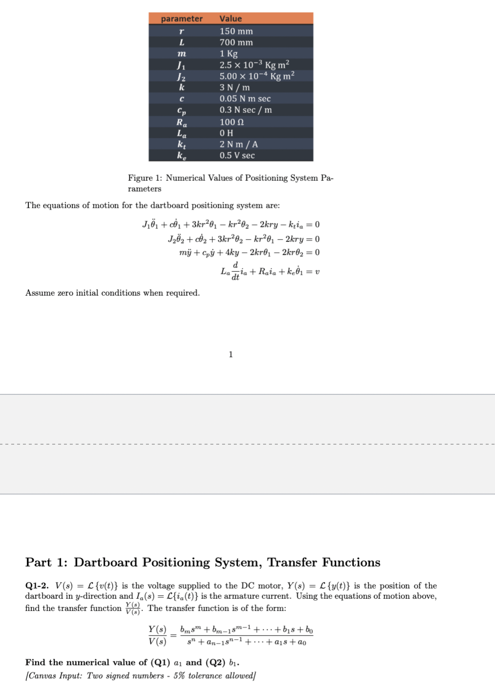 Figure 1: Numerical Values of Positioning System | Chegg.com