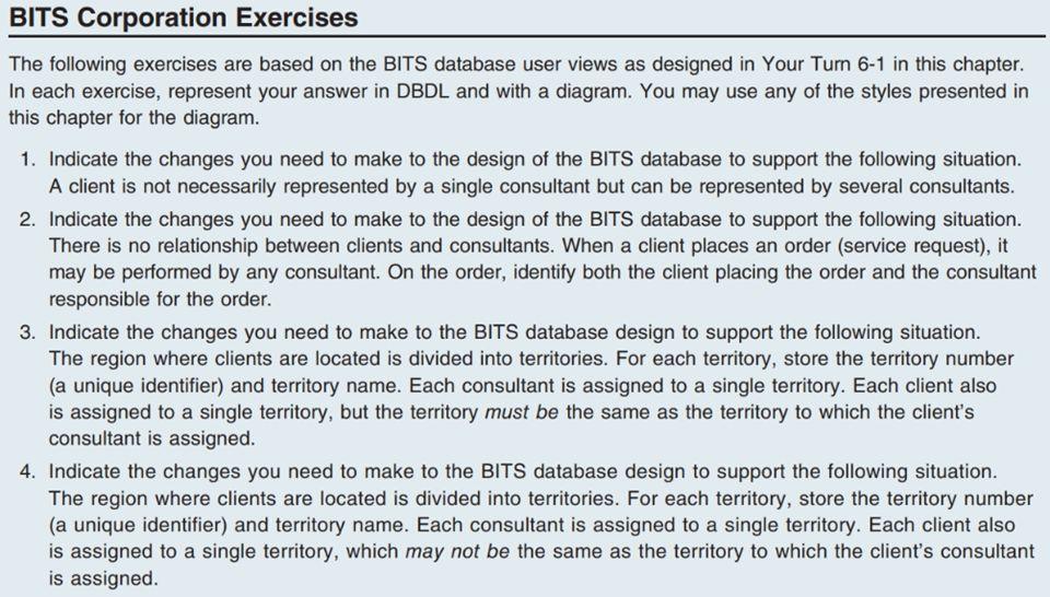 Solved The following exercises are based on the BITS | Chegg.com