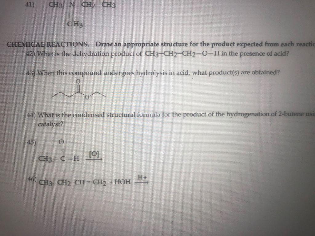 Solved CH3-N-CH2-a CH3 CHEMICAL REACTIONS. Draw an | Chegg.com