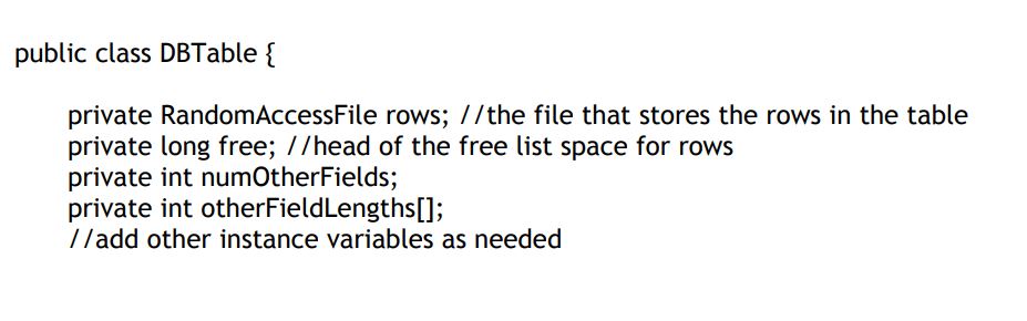 Implement the DBTable and the BTree classes shown on | Chegg.com
