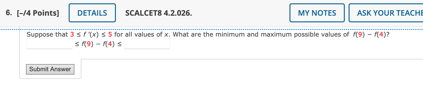 Solved Suppose that 3≤f′(x)≤5 for all values of x. What are | Chegg.com