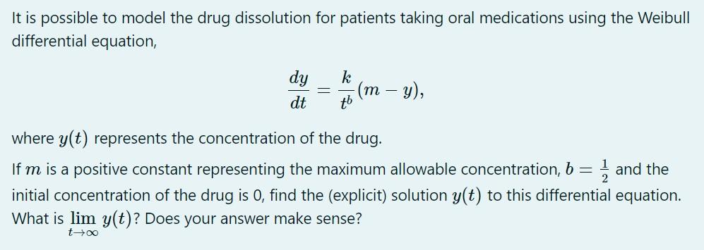 Solved It is possible to model the drug dissolution for | Chegg.com