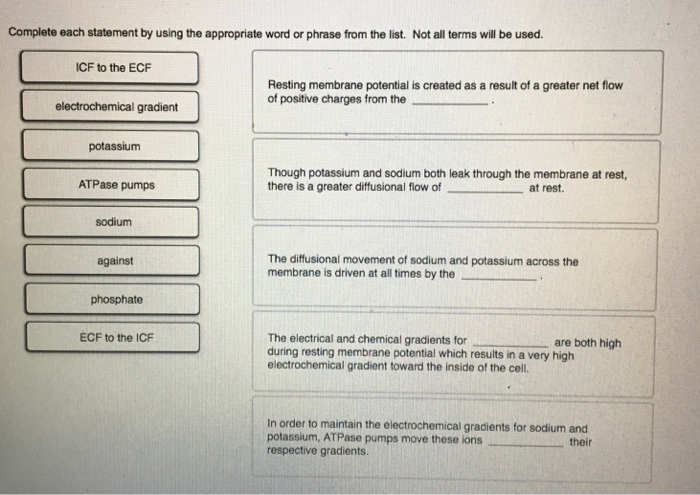 Solved complete each statement by using the appropriate word | Chegg.com