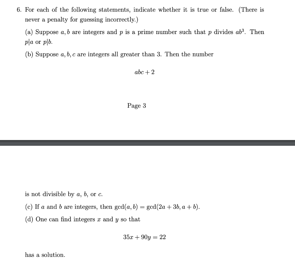 Solved 6. For each of the following statements, indicate | Chegg.com