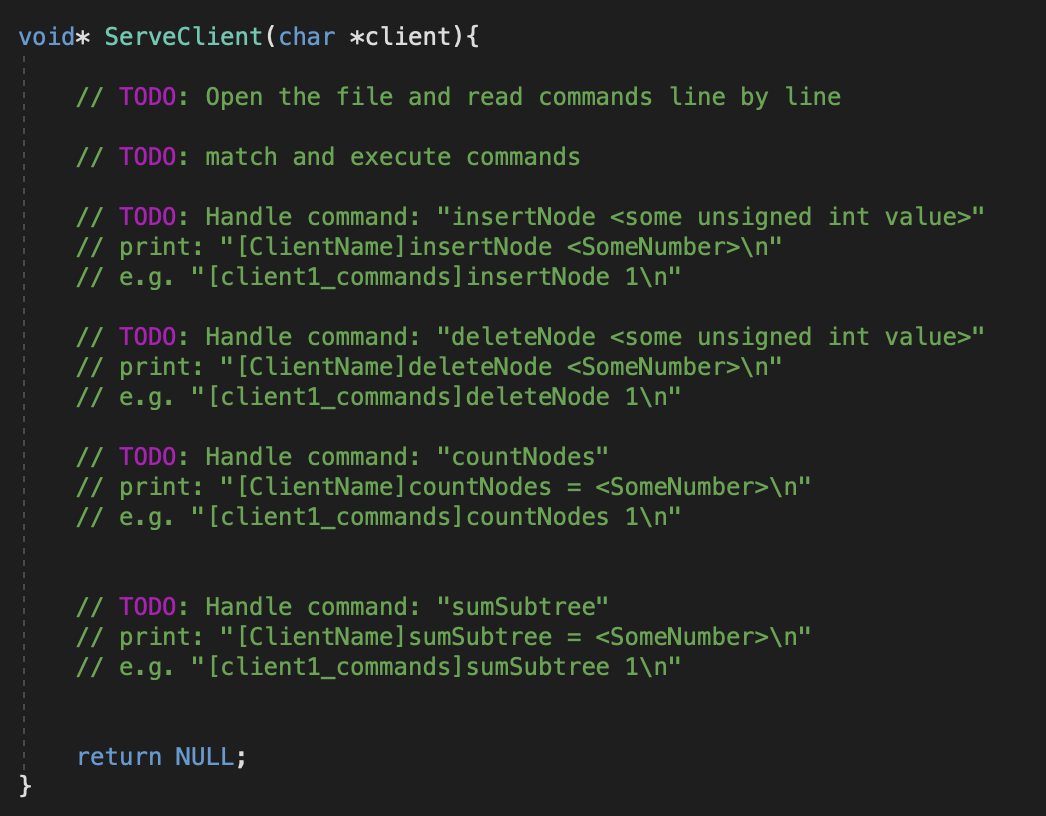 Implement the function in serve_client.c void* | Chegg.com