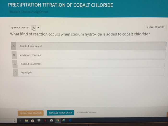 Solved PRECIPITATION TITRATION OF COBALT CHLORIDE QUESTION | Chegg.com