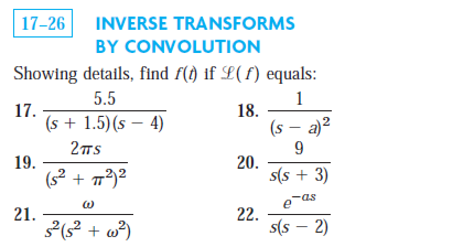 Solved 17-26 INVERSE TRANSFORMS BY CONVOLUTION Showing | Chegg.com