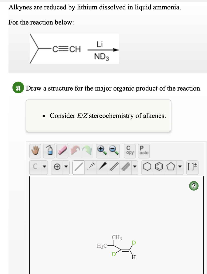 Solved Alkynes are reduced by lithium dissolved in liquid | Chegg.com