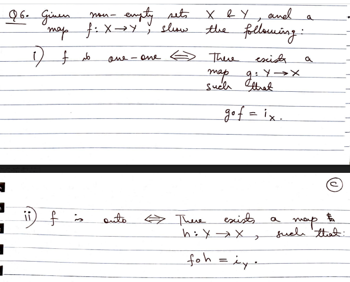 Solved Q6. Ginen non-enpty set X&Y, and a map f:x→y, show | Chegg.com