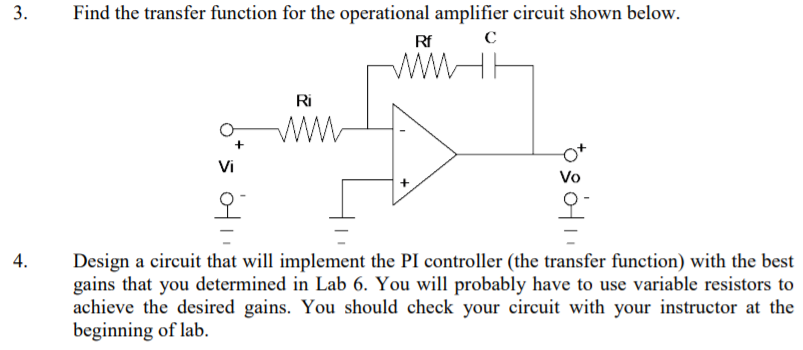 Solved 3. Find the transfer function for the operational | Chegg.com