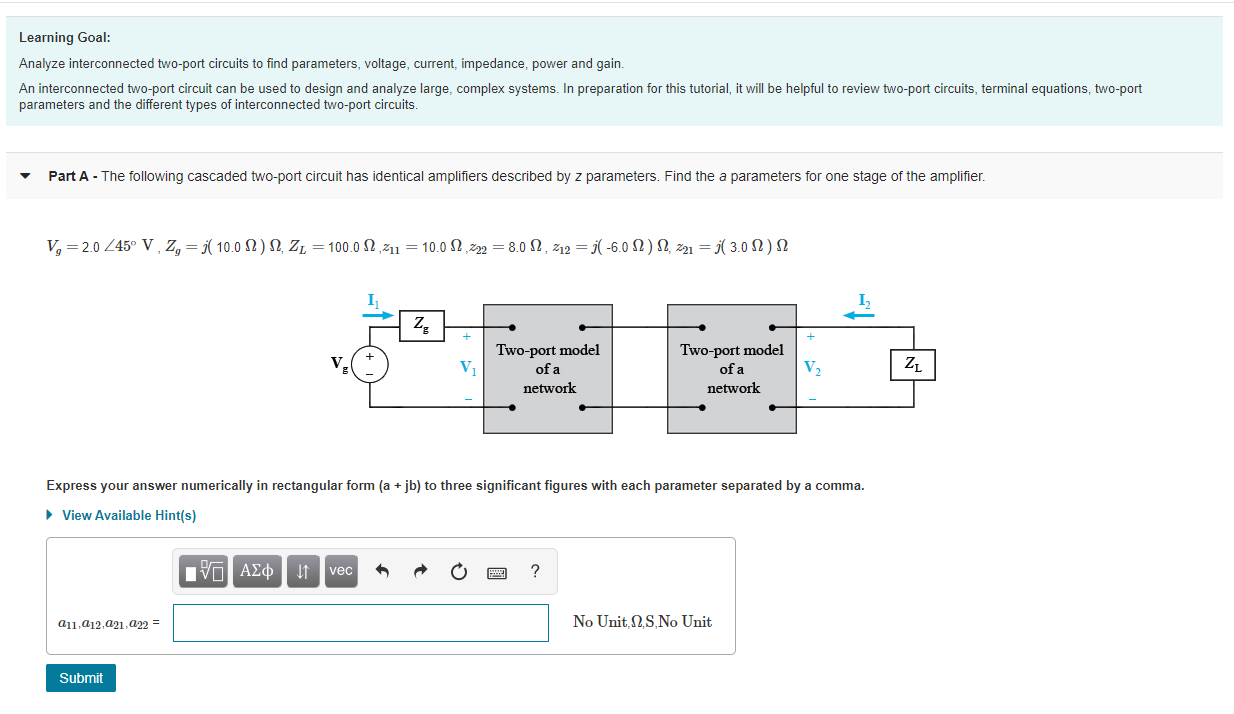 Solved Learning Goal: Analyze interconnected two-port | Chegg.com