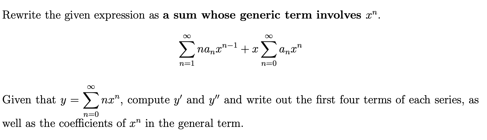 Solved Rewrite the given expression as a sum whose generic | Chegg.com