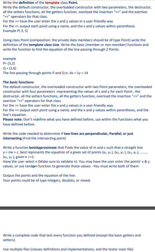 [Solved]Using C Write Definition Template Class Point Write Default ...