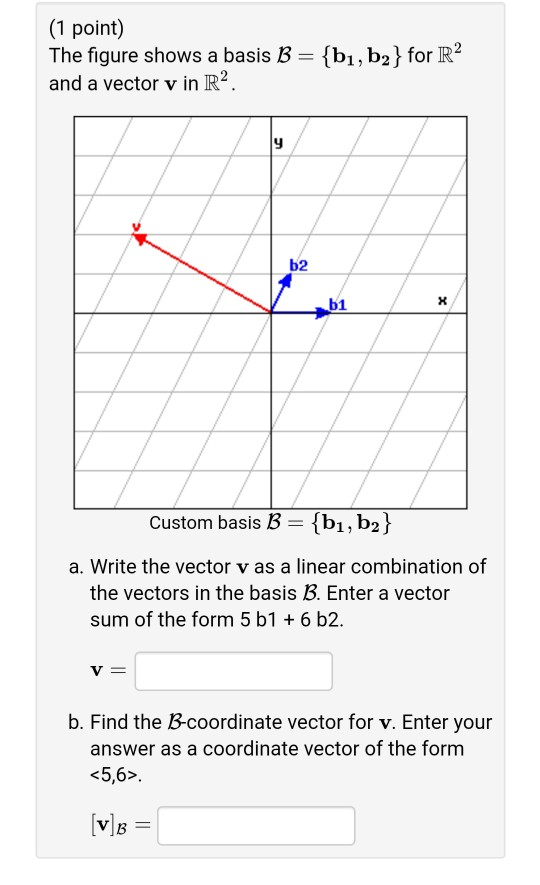 Solved (1 point) The figure shows a basis B and a vector v | Chegg.com