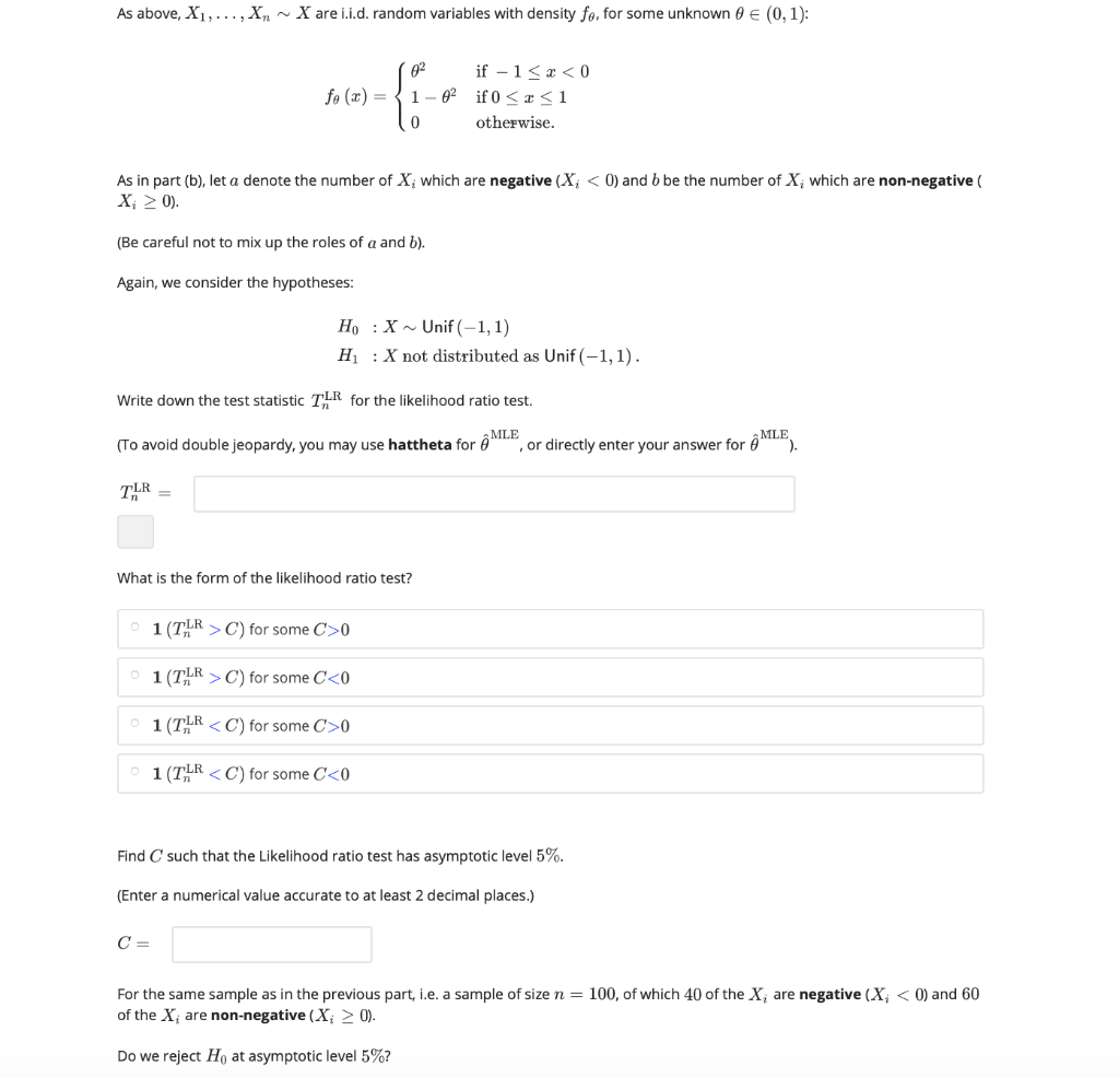 As above, Xi,... , Xn ~X are i.i.d. random variables | Chegg.com
