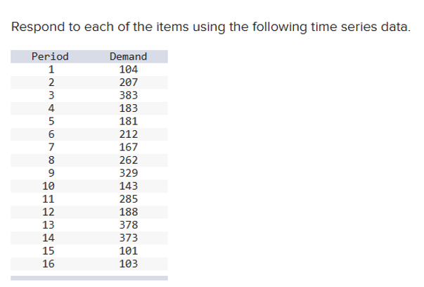 Solved Respond to each of the items using the following time | Chegg.com