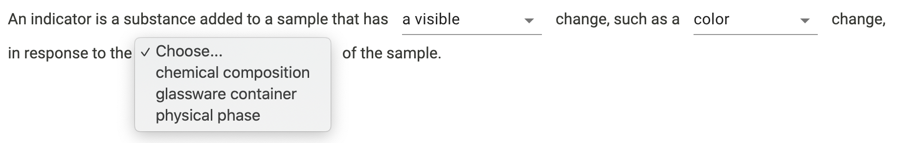 Solved change, such as a color change, Choose... An | Chegg.com