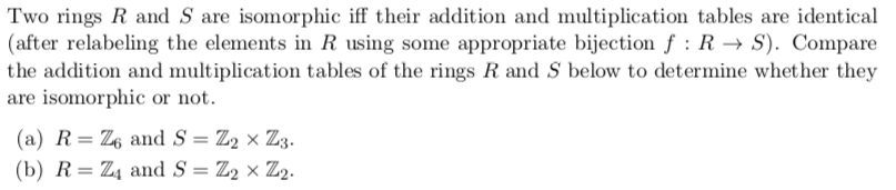 Solved Two rings R and S are isomorphic iff their addition | Chegg.com