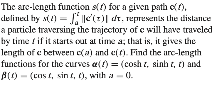 Solved The arc-length function s(t) for a given path c(t), | Chegg.com