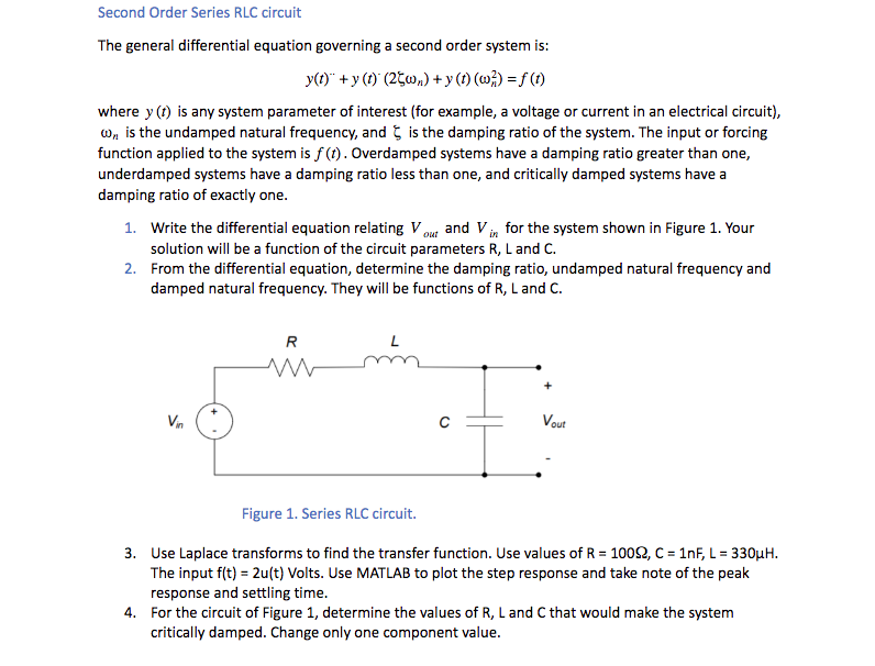 Solved Second Order Series RLC circuit The general | Chegg.com