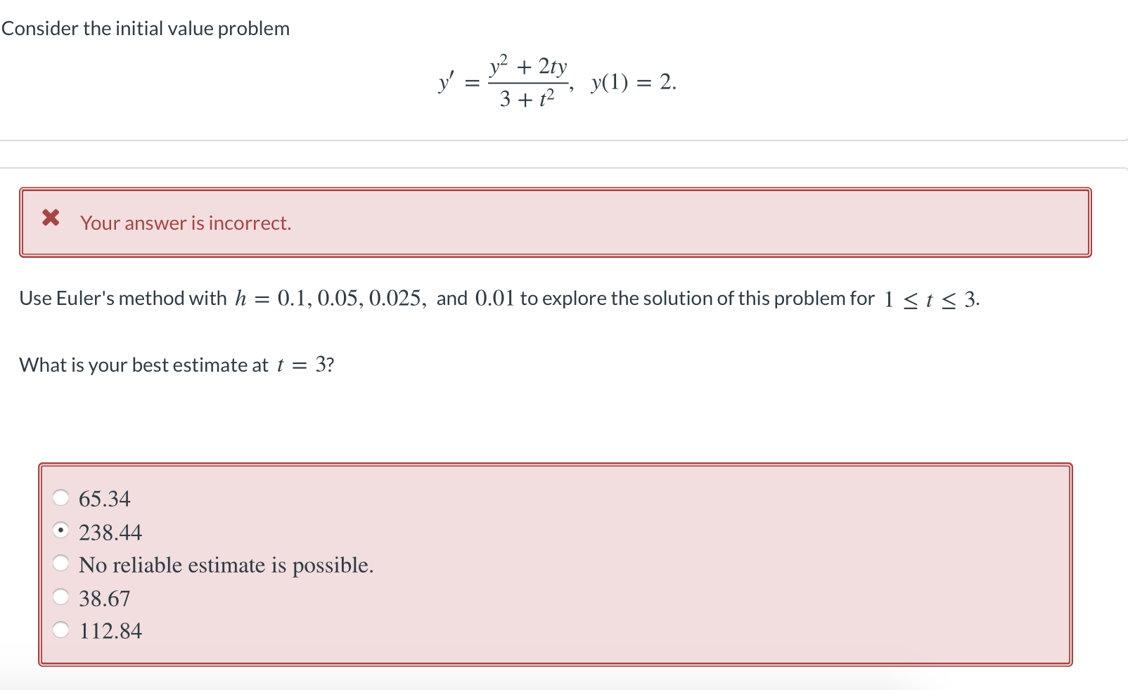 Solved Consider the initial value problem - y2 + 2ty 3 + t2 | Chegg.com
