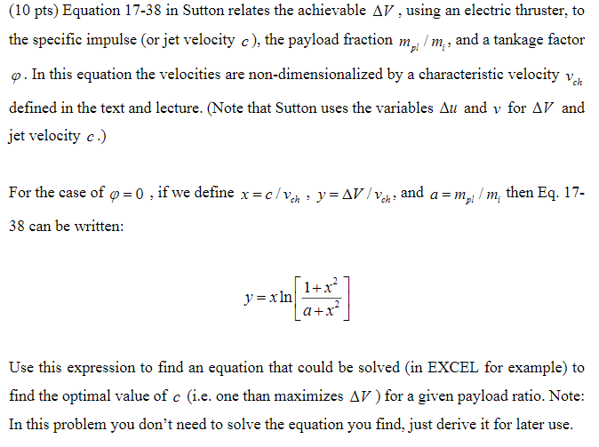 Solved (10 pts) Equation 17-38 in Sutton relates the | Chegg.com