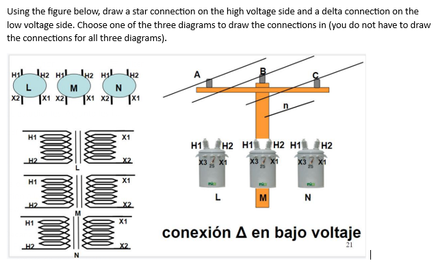 Solved Using the figure below, draw a star connection on the | Chegg.com