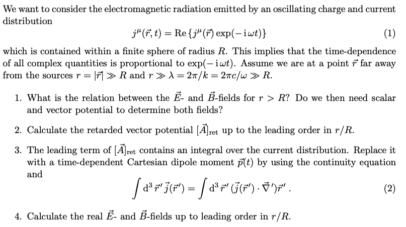 Solved Topic: Dipole Radiation How can we solve these | Chegg.com