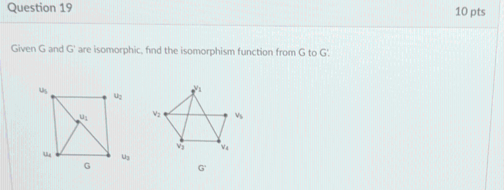 Solved Question 19 10 pts Given G and G'are isomorphic, find | Chegg.com