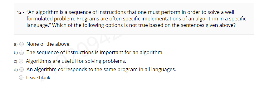 12 An Algorithm Is A Sequence Of Instructions That