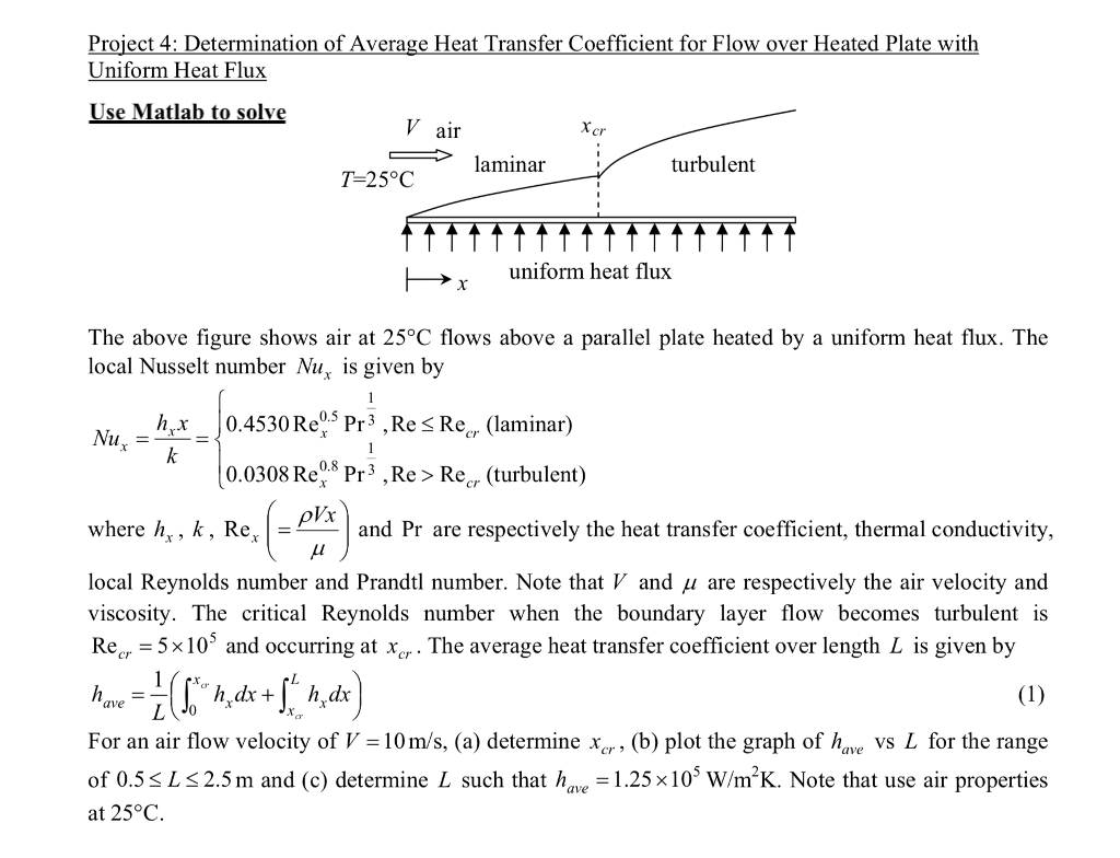 Solved Project 4: Determination of Average Heat Transfer | Chegg.com