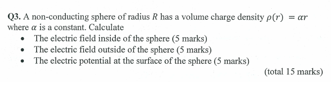Solved Q3. ﻿A non-conducting sphere of ﻿radius R ﻿has a | Chegg.com