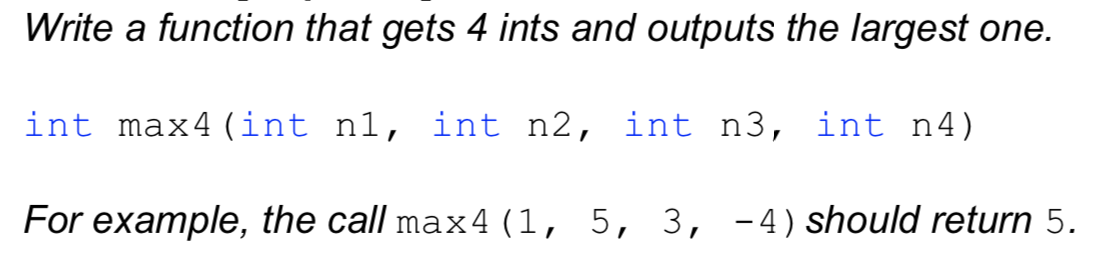 Solved Write a function that gets 4 ints and outputs the | Chegg.com